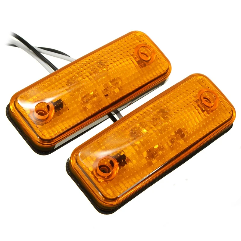 2/4/6Pcs 4 LED Amber Side Marker Light Indicator Turn Signals Lamp Bus ...