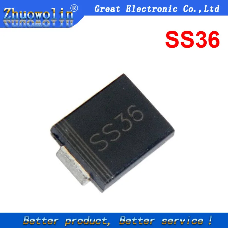 100 pçs/lote SS36 SR360 SB360 3A 60 V SMD Diodo Schottky SMA|smd ...