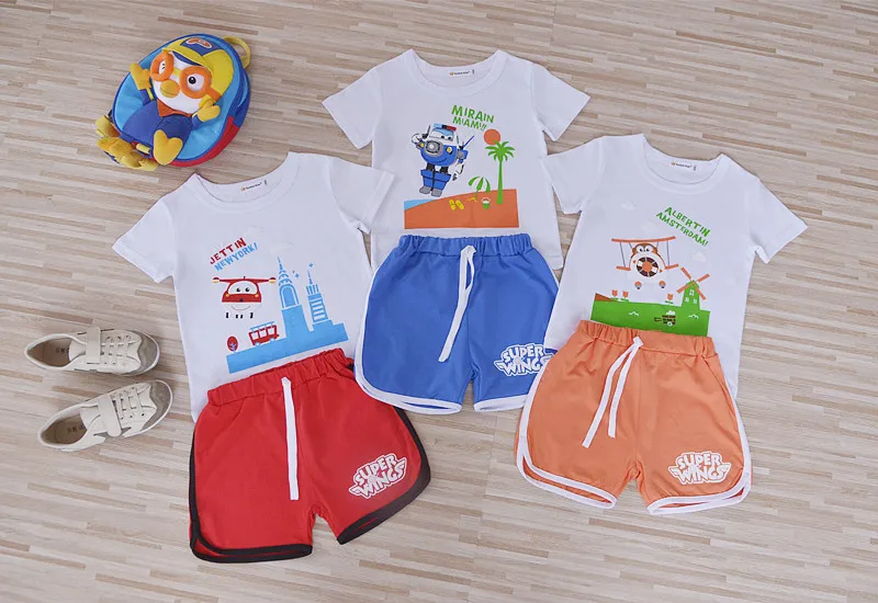 fashion 2016 summer Super wings Children sport set t shirts and shorts ...