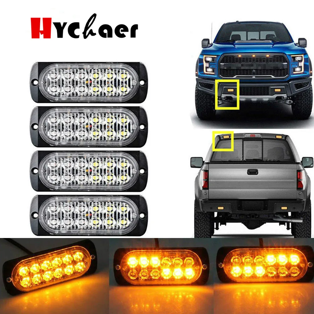 4pcs Ultra thin LED High Power 36W Police Lights 12 LED Truck Emergency ...