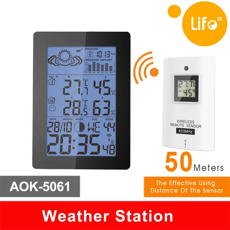 Aok-5061rf Wireless Weather Station With Remote Sensor & In/out ...