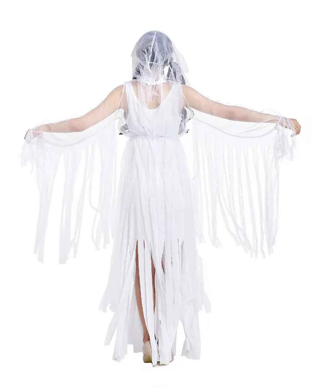 מוצר - New Year Sexy Women White Ragged Long Dress Beautiful Gauze Veil ...