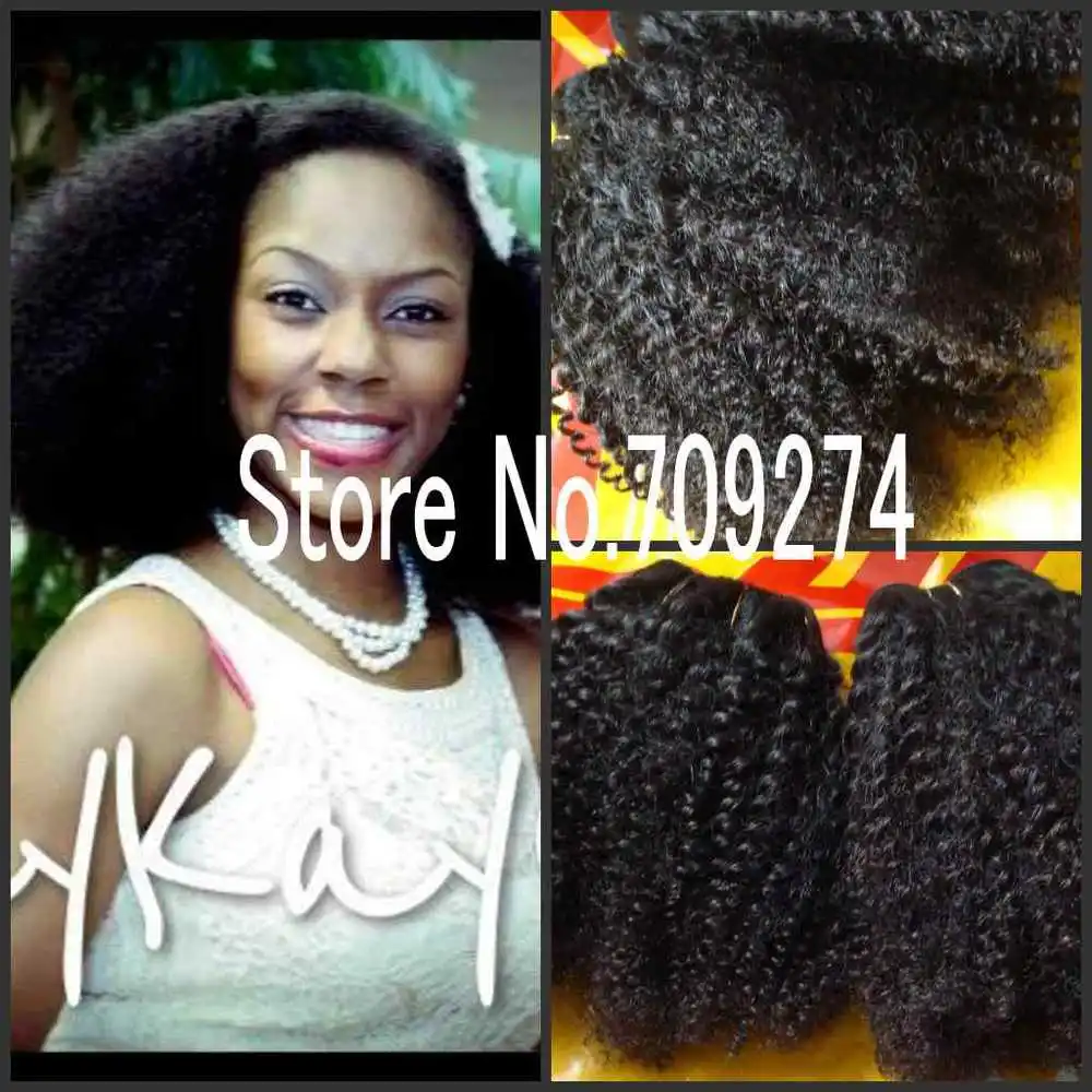 10A natural color afro kinky curl tight curly virgin Brazilian hair ...