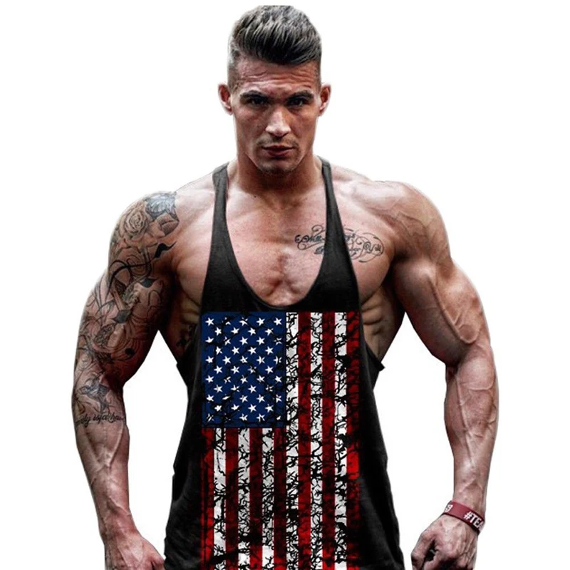 Brand 2017 New Men's Tank Top American Flag Design Stringer ...
