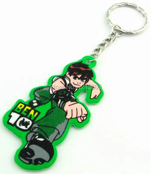 New,wholesale 36 pcs Ben 10 Foam Key Chains round Metal Key Ring Party ...