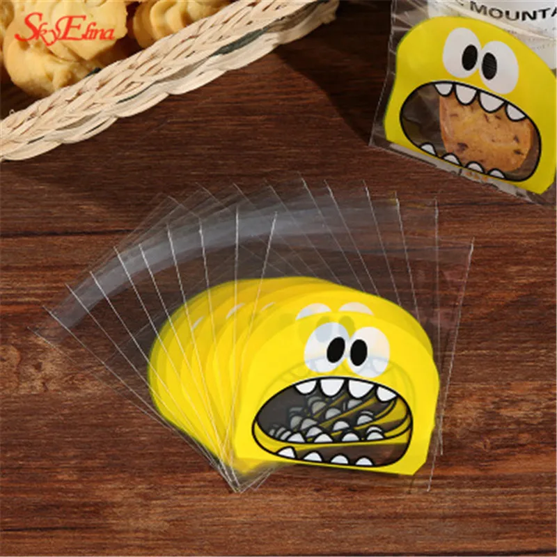Hot 100pc Elegant Cookie Plastic Bags Cellophane Biscuit Bags Thank You ...