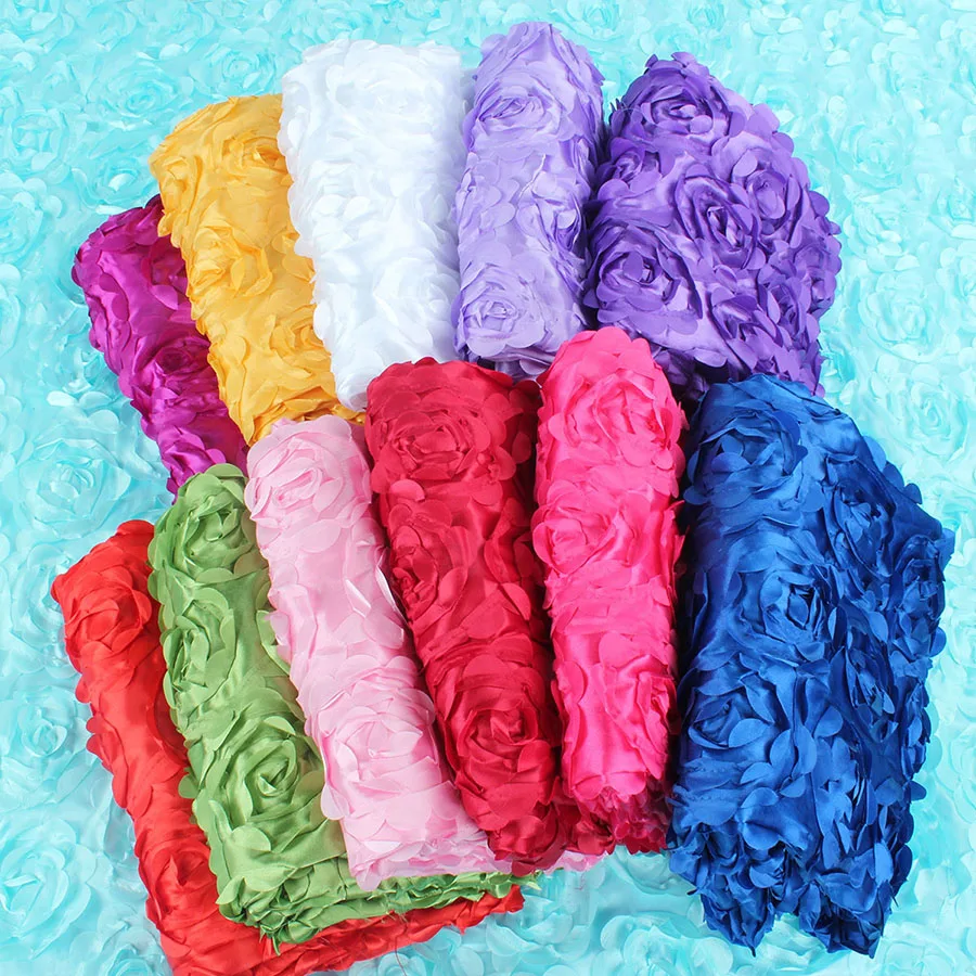 1 yard rose flower 3D pattern Taffeta Satin Fabric wedding carpet ...