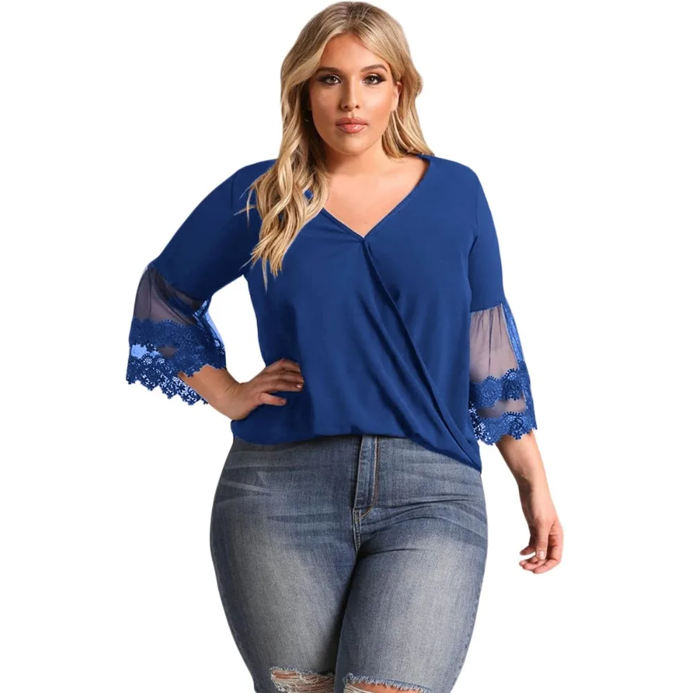 Zmvkgsoa 4XL 5XL Plus Size Women Blouse And Tops Casual Loose Tulle ...