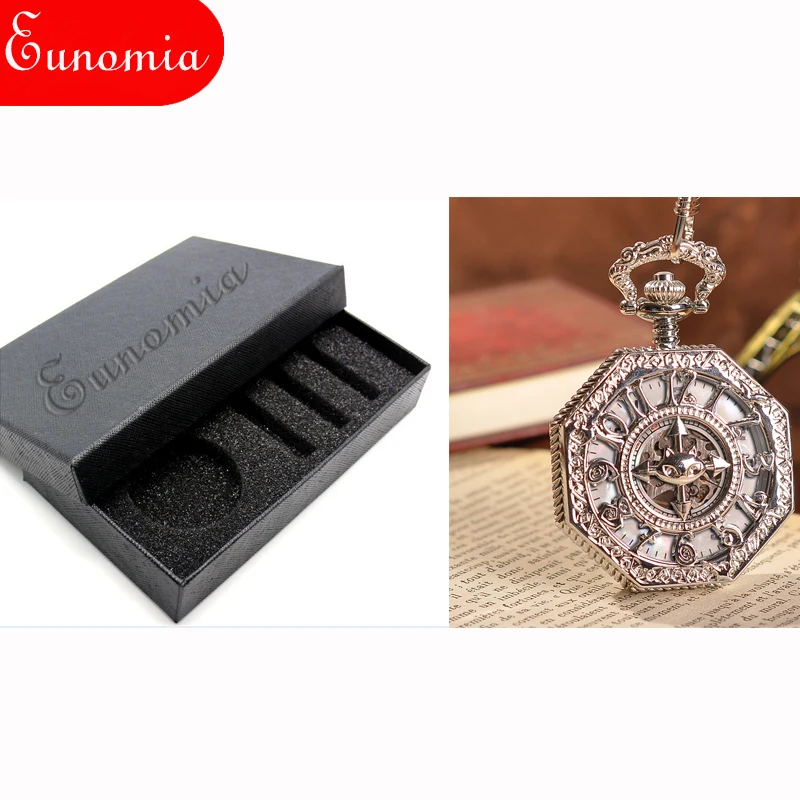 Cool Hollow Cross & Bat Watch Hexagon Silver Mechanical Pocket Watch ...