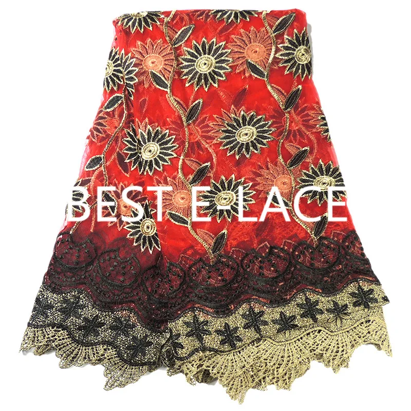 3D flores de tecido bordado de renda líquida francês Africano de alta ...