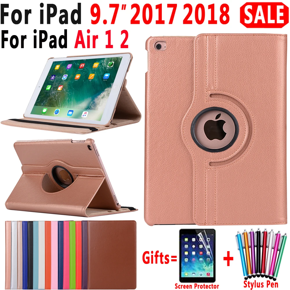 360 Degree Rotating Leather Smart Cover Case for Apple iPad Air 1 Air 2 ...