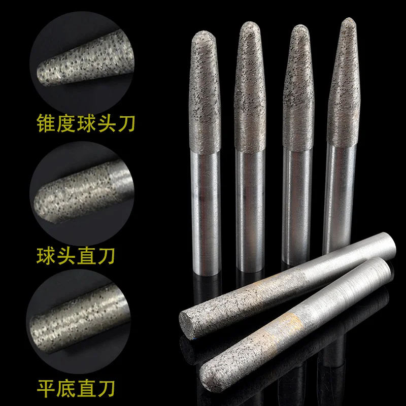 1PCS 10mm SHK Carbide CNC Engrave Emery Bit Burr Glass Stone Diamond ...