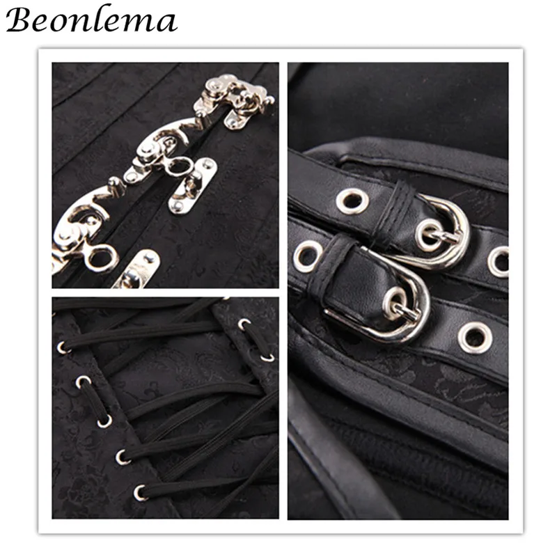 Beonlema Черный Готический стимпанк Корсе одежда для женщин сексуальная ...