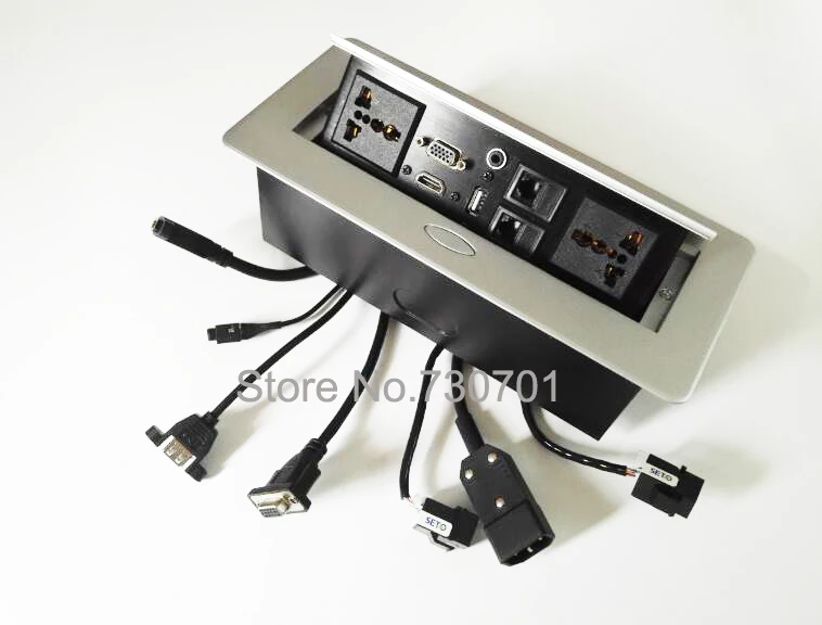 Round thin cable accessories desktop socket with 2 universal power ...