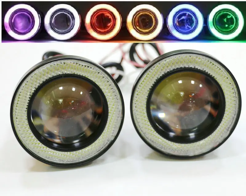 1 Pair 3.5 3.0 2.5 inch COB Angel Eyes Fog Lights Led Car Headlight ...