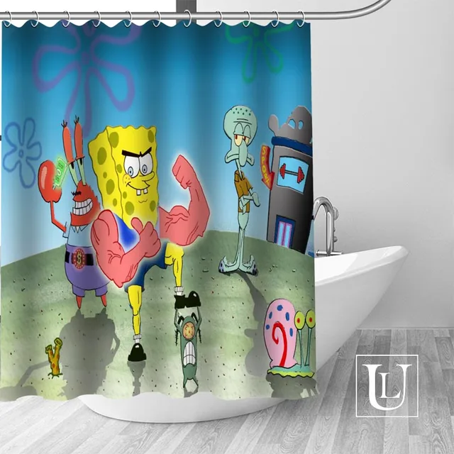 Spongebob Shower Curtains Custom Design Creative Shower Curtain Bathroom Waterproof Polyester