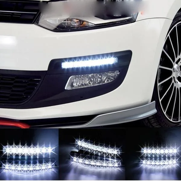 New 2PCS Universal Car Light Super White 8 LED Daytime Running Light ...
