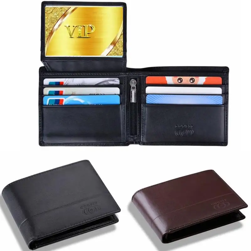 Fashion Genuine Leather Men's Wallet Bifold Brand Short Design Man Male ...