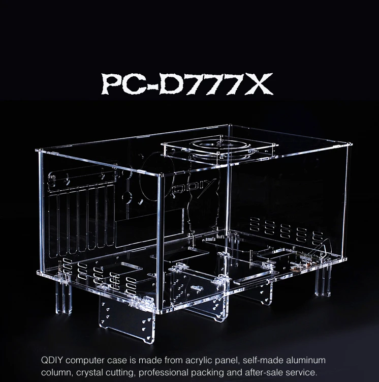 QDIY PC D777XM Horizontal MircoATX HTPC Acrylic Transparent Desktop PC ...