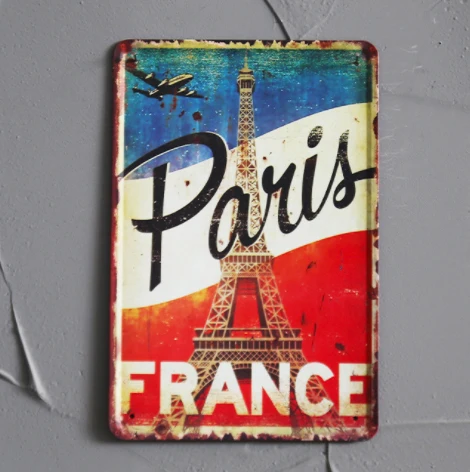 30X20CM Paris France Retro Vintage Home Decor Tin Sign for Wall Decor ...
