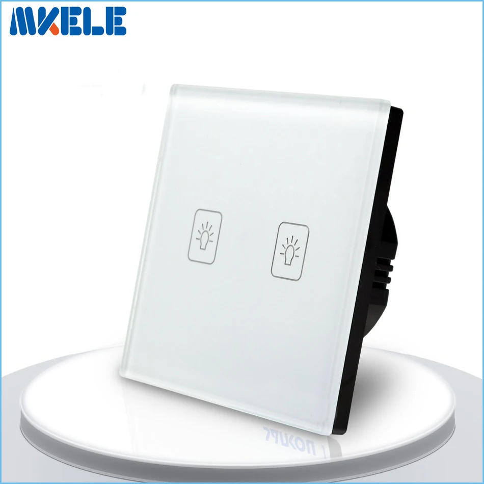 Aliexpress.com : Buy EU Standard Touch Switch 2 Gang 1 Way White ...
