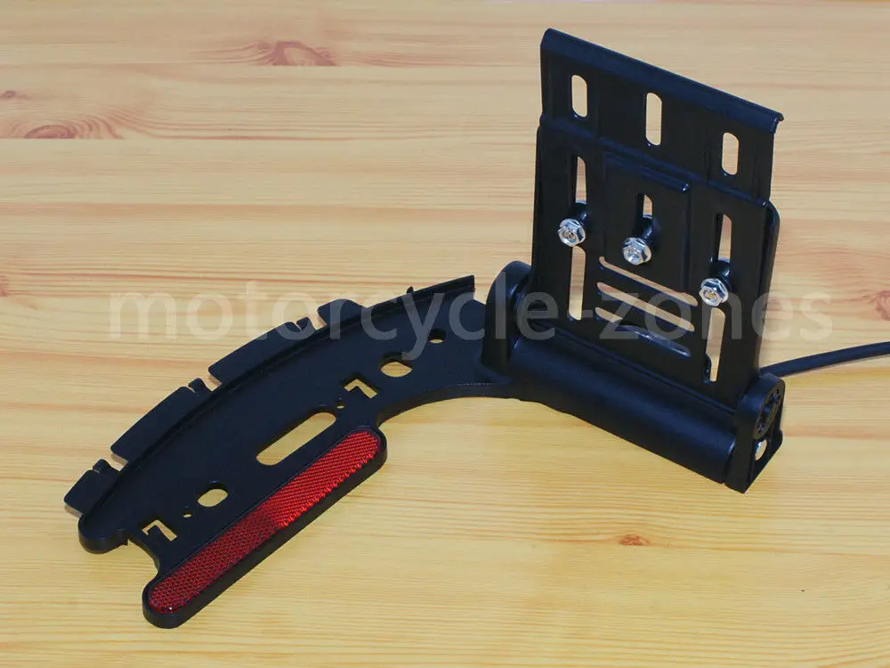 Black Motorcycle Collapsible Folding Side Mount License Plate Bracket ...