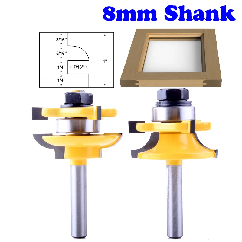 2PC 8mm Shank high quality Raised Panel Cabinet Door Router Bit Set 2 ... 2PC 8mm Shank high quality Raised Panel Cabinet Door Router Bit Set 2 ...