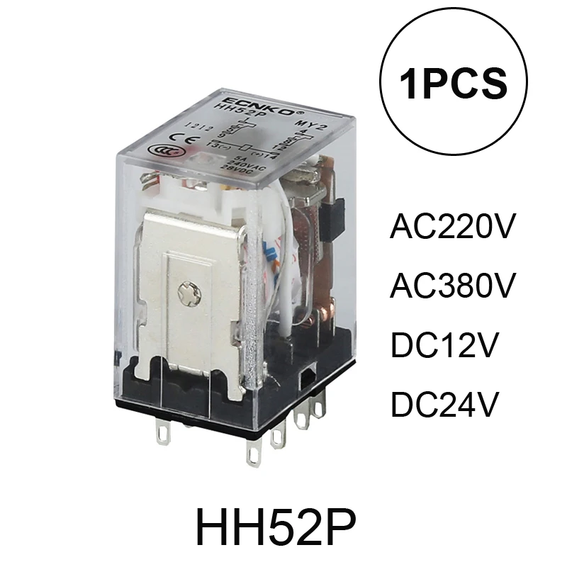 1 Piece HH52P 8 Pin DC12V/DC24V/AC220 Coil High Quality General Purpose ...