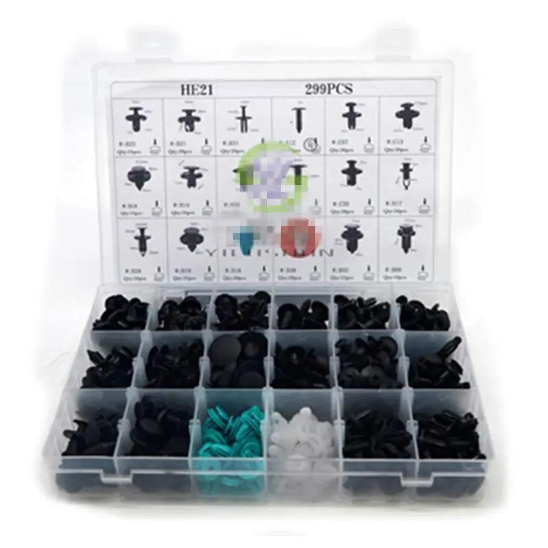 299Pc Boxed Mixed Auto Fastener Bumper fender Door Plank Fixed Clamp ...