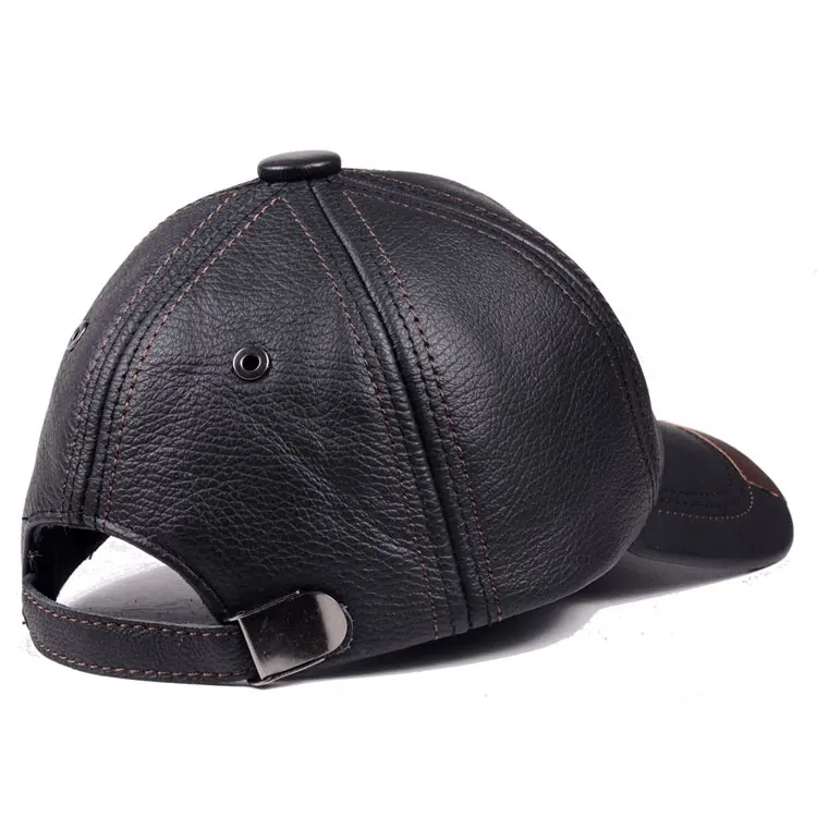 Men's Women's Winter Warm Real Leather Cowhide Baseball Cap Army Golf ...