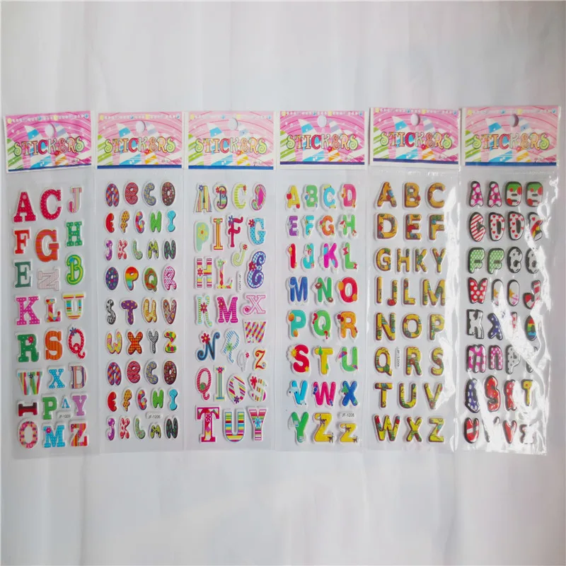 10sheets cute letter alphabet 3D stickers diary PVC puffy reward kids ...