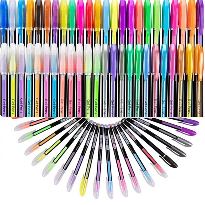 Art stationery 12/48 Color Gel Pens Set Refills Pastel Neon Glitter ...