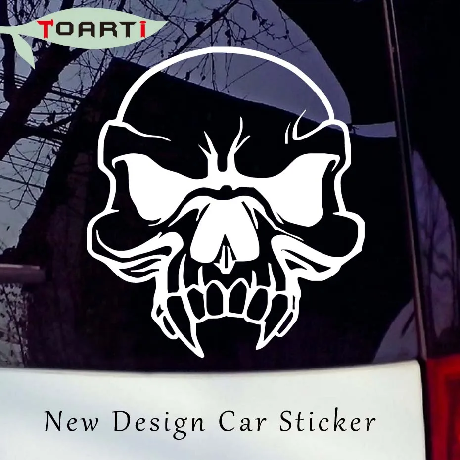 13*15cm Long Teeth Skull Cracked Human Head Car Sticker Waterproof ...