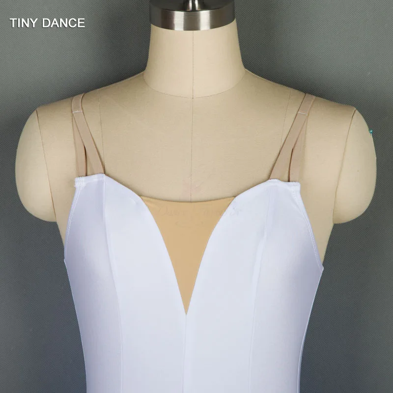 Free Shipping White Spandex Ballet Dance Leotard with V Nude Insert ...