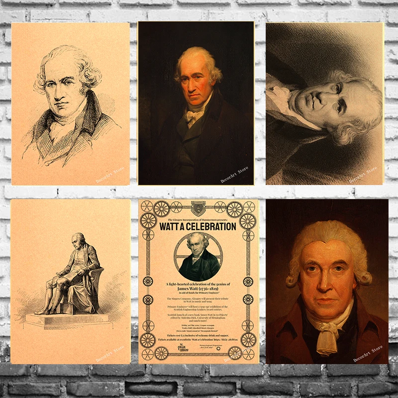 Inventor Steam Engine James Watt Canvas Painting Vintage Wall Picture ...