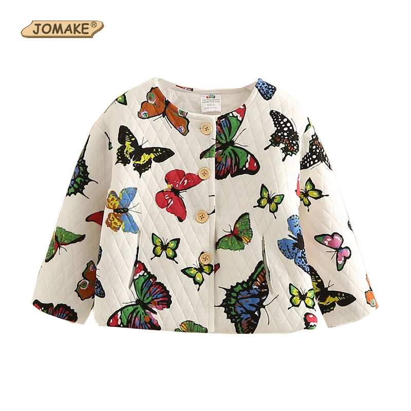 Butterfly Printing Girls Jacket 2018 Autumn O Neck Single breasted Baby ...