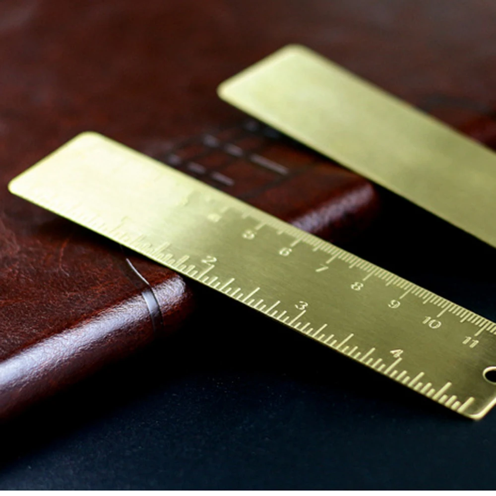Super quality Vintage Brass drafting ruler mini bookmark double scale ...