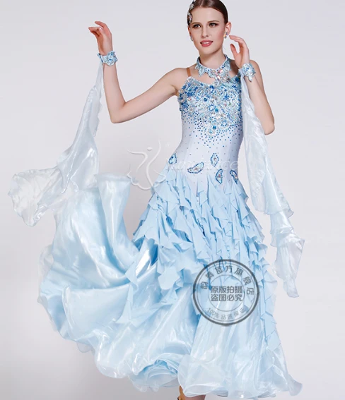 Vestido de baile personalizado azul cha, baile valsa tango, salsa ...