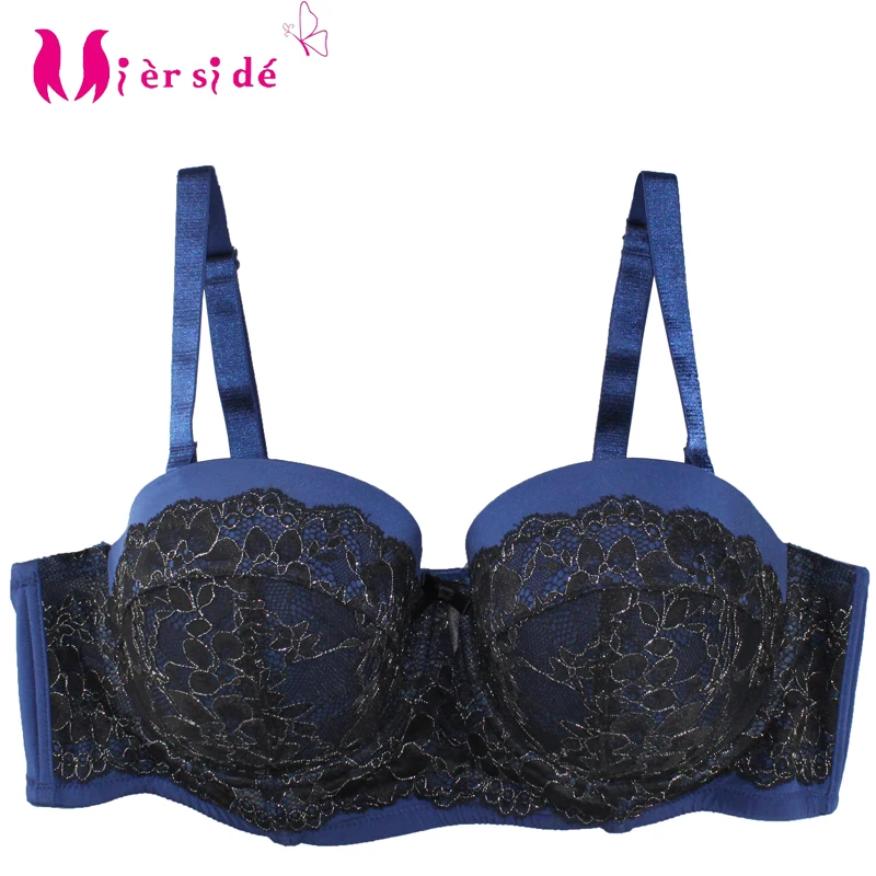Mierside 1053 Plus Size Push Up Bra Pink Blue With Gold Lace Sexy
