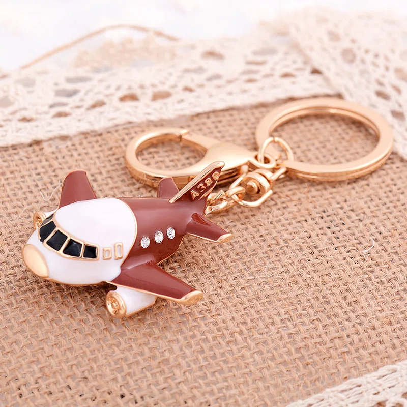Crystal 3d Model Airplane Key Chain Holder Rhinestone Plane Aircraft ...