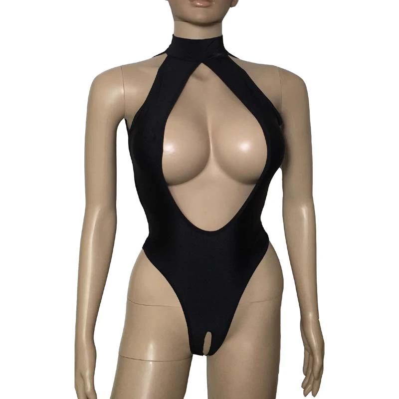 Hot Sexy Lingerie Women High Cut Cupless Teddy Crotchless Leotard Front Open Crotch Skinny ...