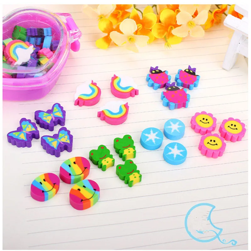 21pcs-box-Rainbow-eraser-set-Kawaii-Weather-Sun-Animal-rubber-eraser ...