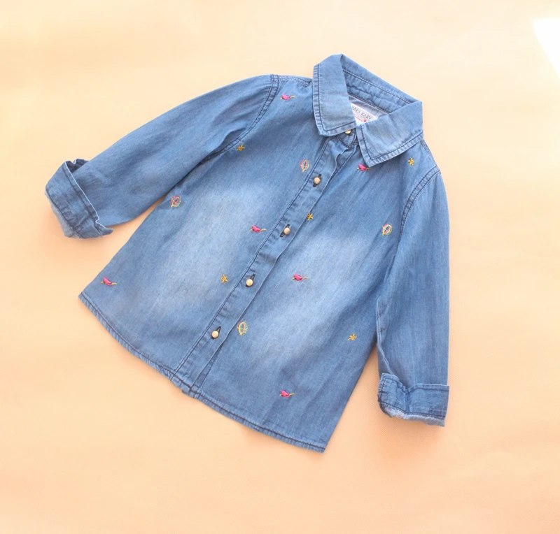 New Shirt 2018 Baby Girls Denim Cotton Blouses Girls Soft Embroidery ...