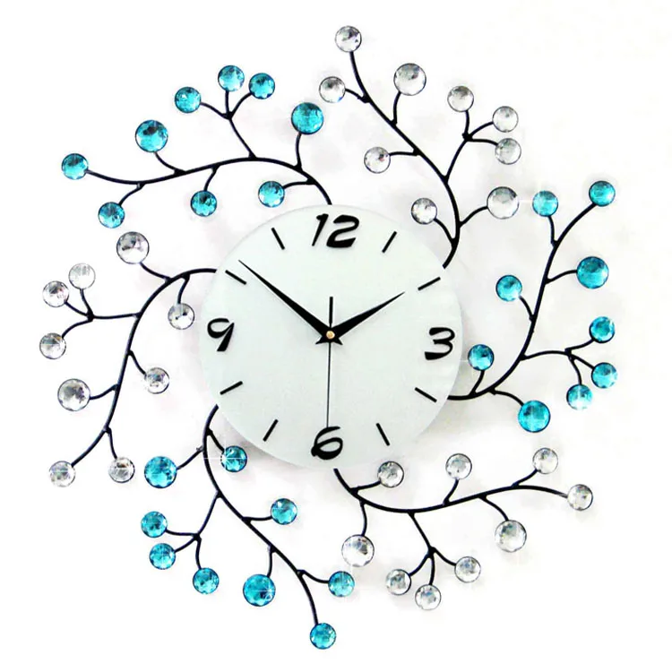 Fresh flower rustic wall clock fashion iron diamond clock fashion Large ...