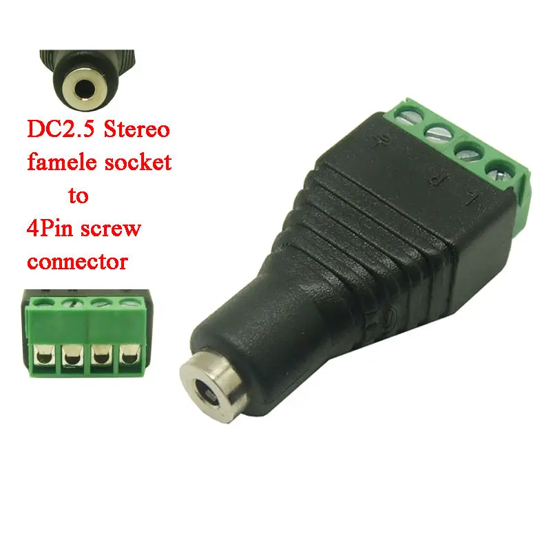 50pcs free shipping 2.5mm Stereo Female Plug To 4pin Screw Terminal ...