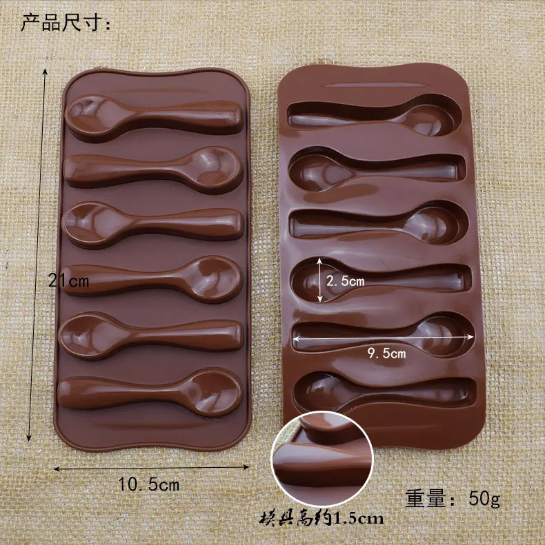 6 Series Style Spoon Manual Silicone Chocolate Mold Cake Baking Cookies ...