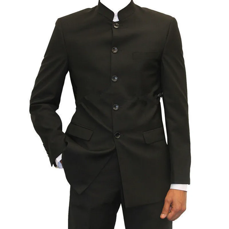 Black Men Tuxedo Custom Size 2 piece Tunic Tunic Slim Casual Dress Up ...