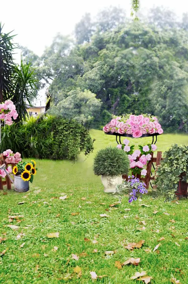 200cm*300cm(6.5ft*10ft) photography backdrops Garden flowers short tree ...