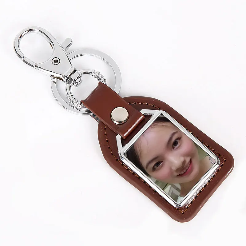 new arrival sublimation blank pu key chains brown black rectangle key ...