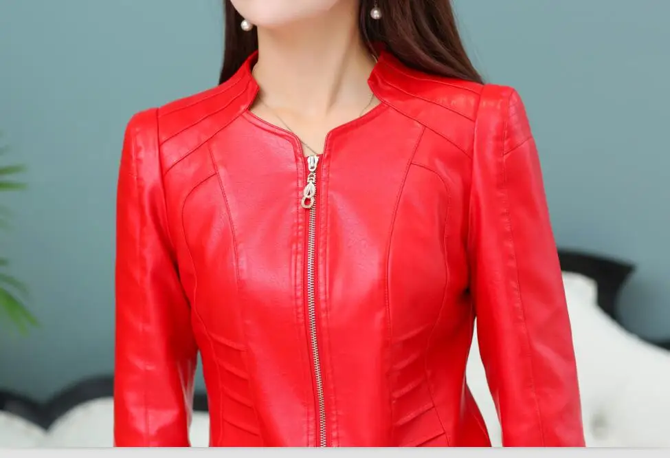 Женское весенне-осеннее Новое кожаное пальто, женская короткая ...